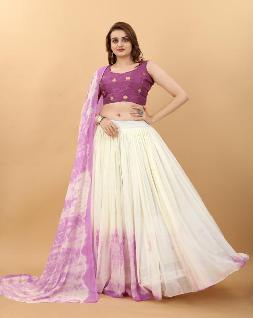 Buy Neel Art Womens Silk Georgette Fabric Lehenga Choli Set - Purple ...