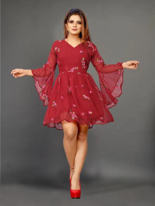 Buy JULEE Women's Georgette Embroidered Dress Online at Best Prices in ...