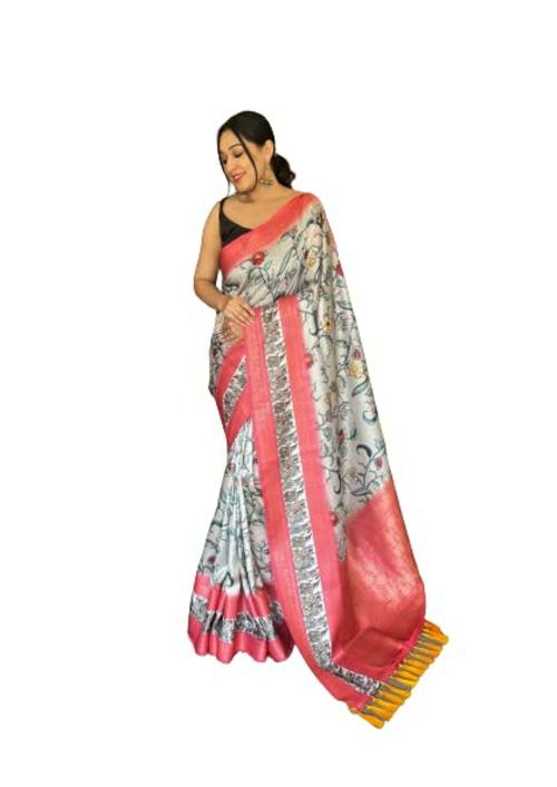 Buy Leeli Peeri Designer Women Grey Printed Kanjeevaram Saree With ...