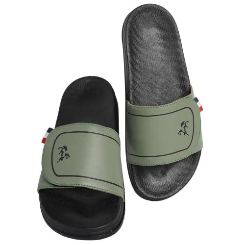 Simsan Olive Velcro Style Solid Sliders For Men - JioMart