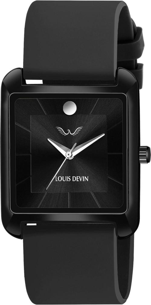 Buy Louis Devin Black Silicone Strap Analog Wrist Watch for Men (Black ...