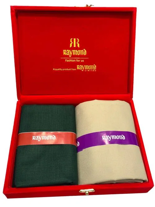 Buy Raymond Polycotton Dark Green Shirt & Trouser Fabric in Velvet Box ...