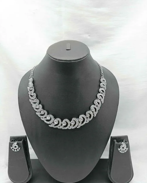 Buy Manath Alloy Earring and Necklace Set (Silver color) Online at Best ...