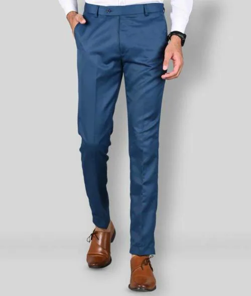 Buy Men Slim Fit Cream Polycotton Trousers Online at Best Prices in ...
