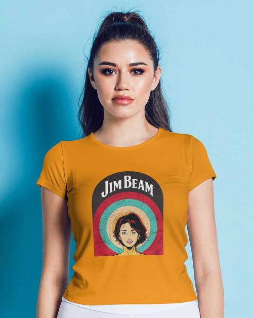 Buy Macmerise Jim Beam Character Black Yellow T-shirt for Womens Online ...