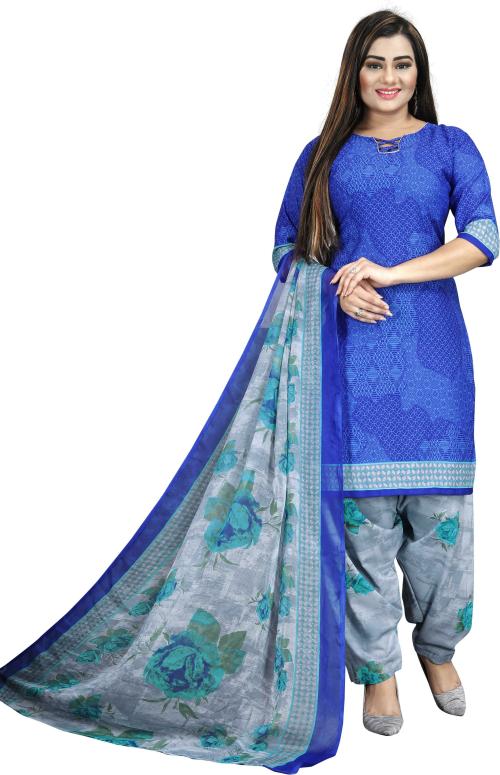 Buy GEE NEXT CREATION BELIEVING IN NEXT Women Blue Floral Crepe Single Unstitched Dress Material ...