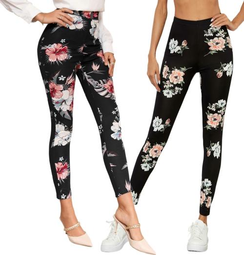 Buy ALISBA Women Multicolor Printed Lycra Blend High Rise Jeggings (S ...