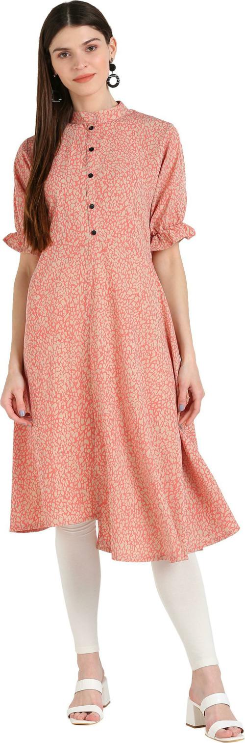 Buy Serein Women Peach Textured Crepe Single Kurti & Tunic Online at ...