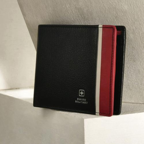 Buy Swiss Military Black/Red/White Turner Range Bi Fold Leather Slim ...