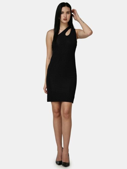 Buy Popwings Casual Black Rim Zhim Assymetrical Bodycon Dress For Women | Dress For Women ...