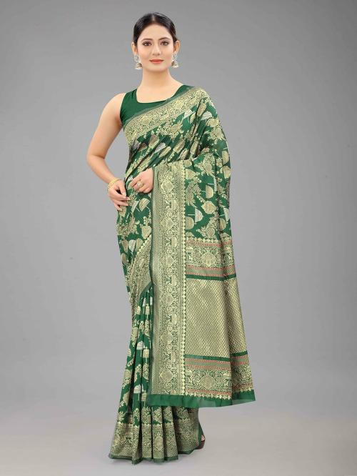 Buy Silk Land Women Green Woven Design Pure Silk Saree ( One Size) Online at Best Prices in ...