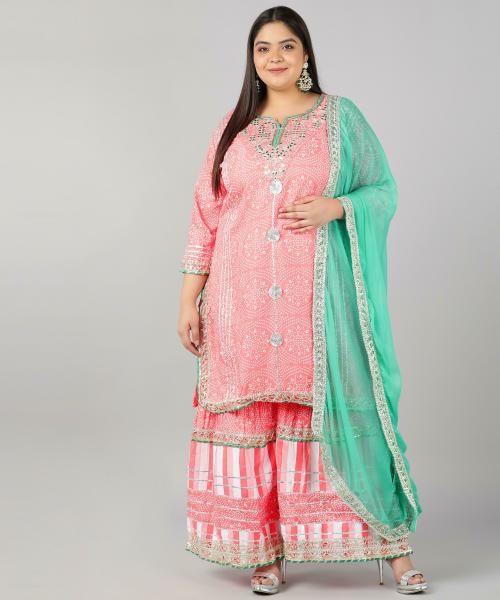 Buy Pikasha Women Pink Printed Salwar Kurta Dupatta Set Online at Best ...
