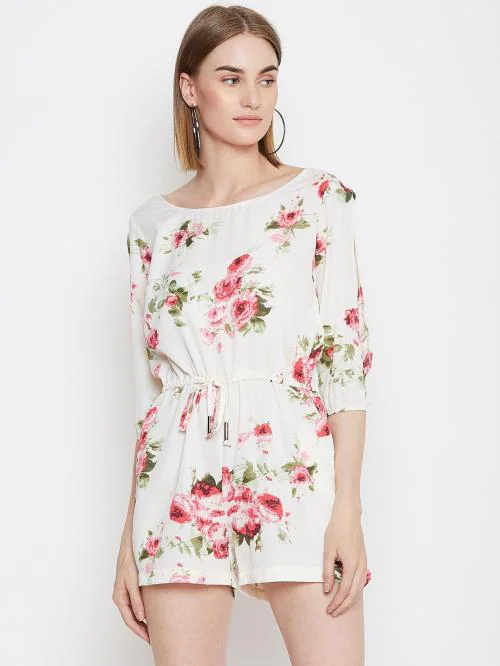 Buy Purys Women White Printed Polyester Jumpsuit Online at Best Prices ...