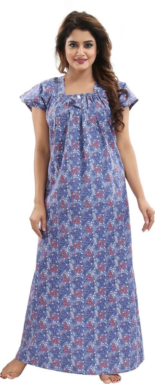 Buy Be You, peignoir Women Blue Printed Cotton Nighty Online at Best ...