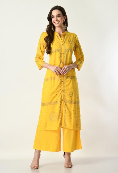 Buy S MAJIDA Foil Printed Straight Kurta Set Online at Best Prices in ...