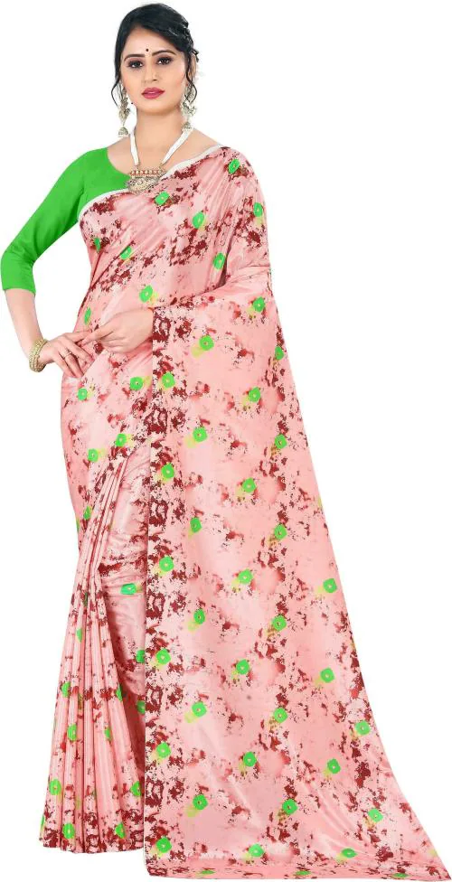 Buy Laheja Women Peach Colorblock Silk Blend Single Saree Online at ...