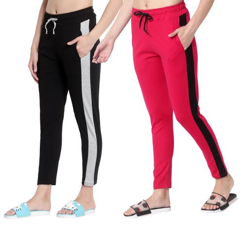 Buy Diaz Women Regular Fit Cotton Plain Comfortable Track Pant (Pack of ...