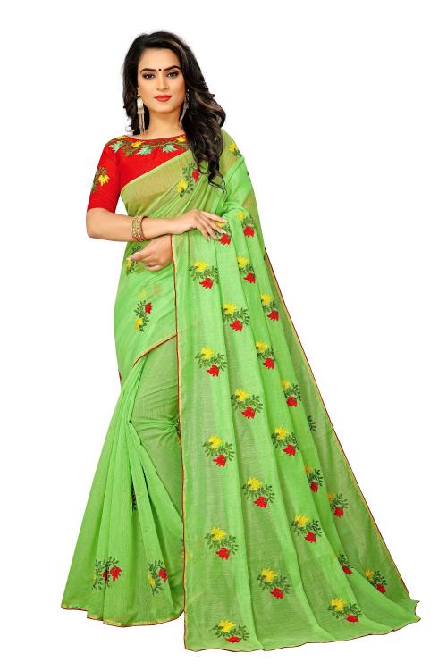 Buy JULEE Women's Cotton Embroidered Saree Online at Best Prices in ...