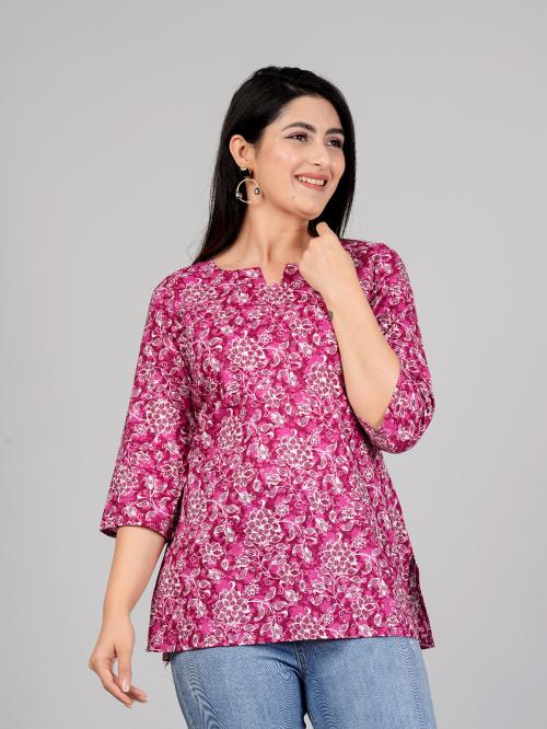 Buy SAICHA Women's cotton pink short kurti Online at Best Prices in ...