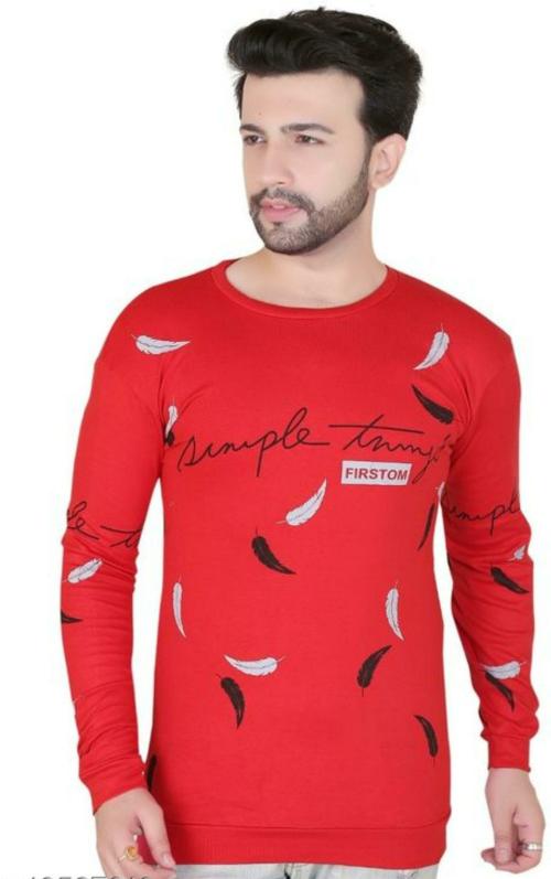 Buy RDS GARMENT HUB Men Red Cotton Blend Printed Tshirt (L) Online at ...