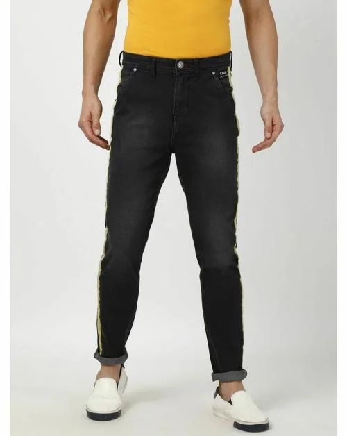 Buy LLAK Men Black Solid Denim Blend Tapered Fit Jeans Size 32 Online ...