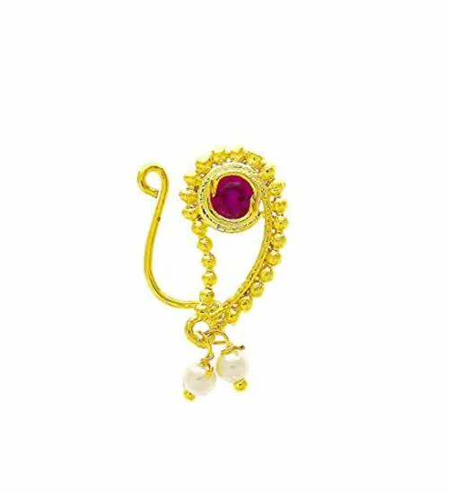 Buy Anuradha Art Women Gold Plated Metal Maharashtrian Nath Online at Best Prices in India ...