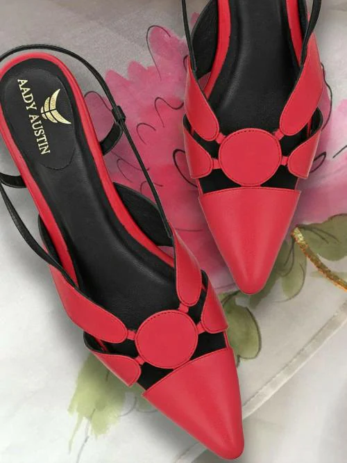 Buy Aady Austin Women's Trendy Red Pointed Toe Block Heel Online at ...