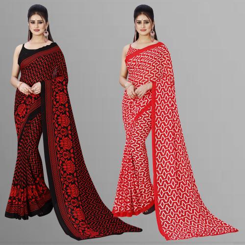 Buy Anand Women Multicolor8 Self Design Pattern Georgette Pack of 2 ...