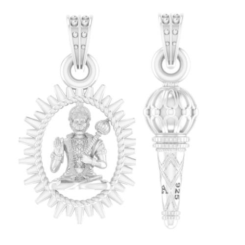 Buy A Akshat Sapphire Pure Silver God Hanuman Ji With Gada Pendants ...