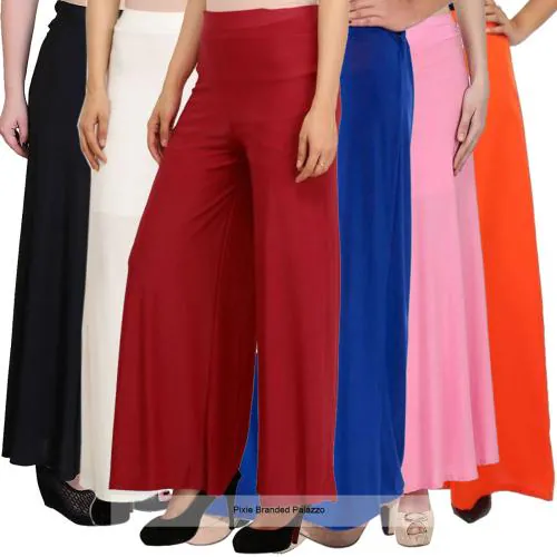 Buy Pixie Lycra Straight Fit Palazzo for Women / Girls Combo (Pack of 6 ...