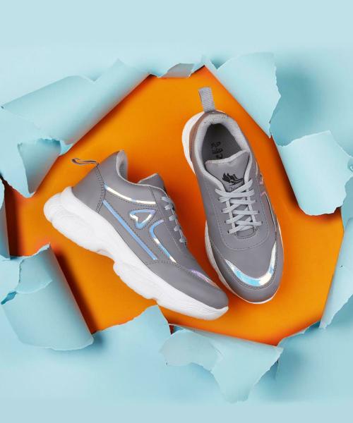 Buy Mr. Wonker Grey Colourblocked Deziner Casual Shoes for Women Online ...