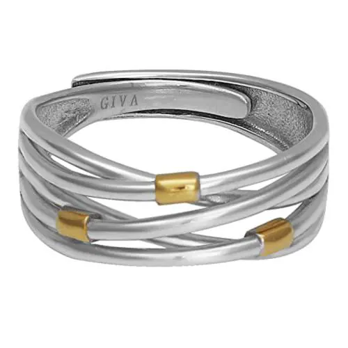 Buy Giva Sterling Silver Adjustable 18K Gold Plated Weave Ring Online ...