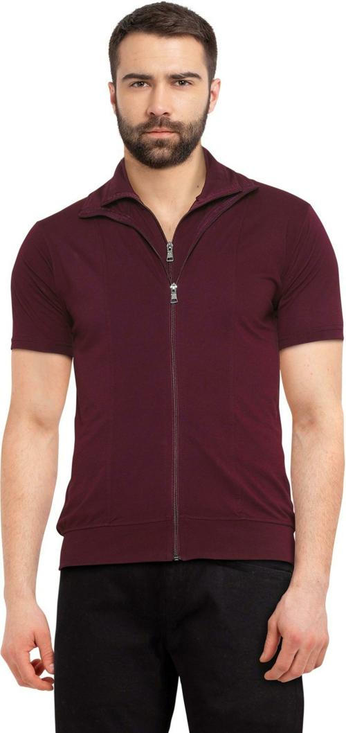Buy Black Collection Men's Solid Double Zipper Half Sleeve T-Shirt| T shirt for men| Tshirt ...