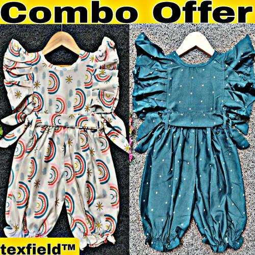 Buy nextfield Girls Multicolor Self Design Rayon Pack Of 2 Jumpsuit (4-5Y) Online at Best Prices ...
