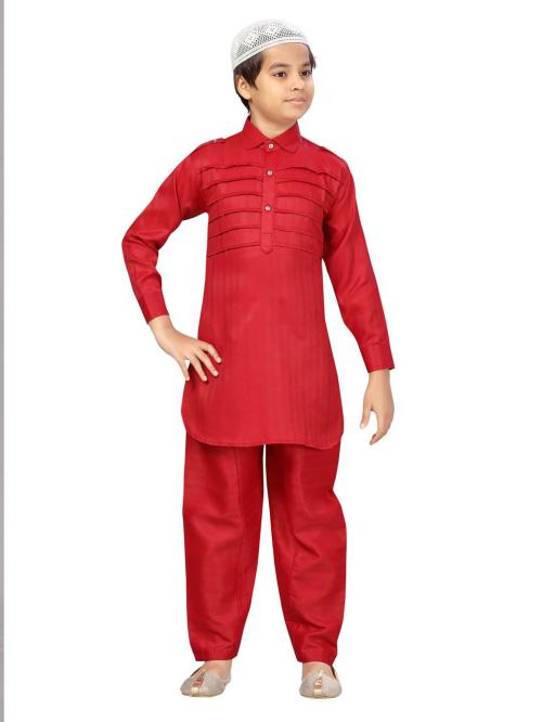Buy Little Mafia By Aarika Boys Maroon Color Pathani Kurta Pyjama with ...