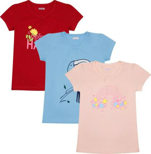 Buy Luke and Lilly pack of 3 Girls Half Sleeve Tshirt Online at Best ...