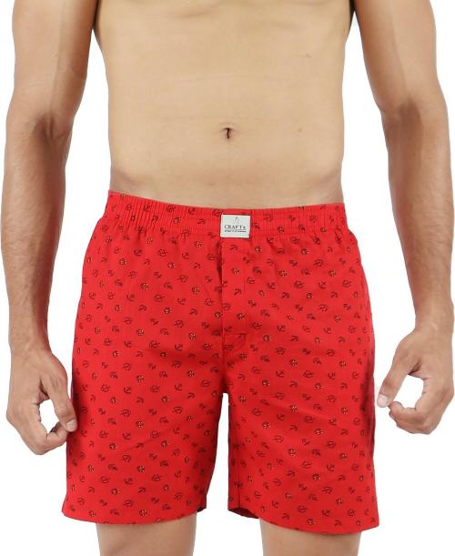 Buy SUPERSQUAD Men Red Printed 100% Cotton Single Boxers Online at Best ...