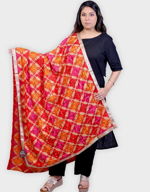 Buy Allure Motifs Authentic Designer Phulkari embroidered dupatta ...