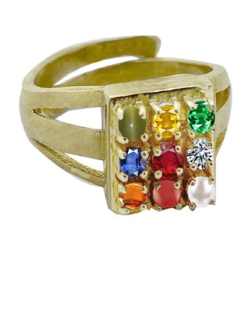 Buy CEYLONMINE Navratan Ring with Natural Navaratna Navgrah 9 Gems ...