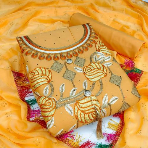 Buy GURHAL Embroidered Cotton Unstitched Dress Material Yellow Online ...