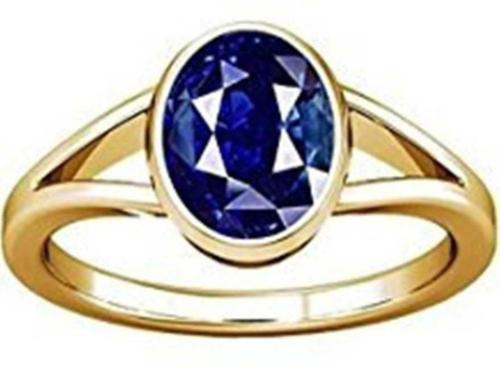 Buy Chopra Gems & Jewellery Gold Plated Brass Unheated Blue Sapphire Neelam Stone Ring (Men and ...