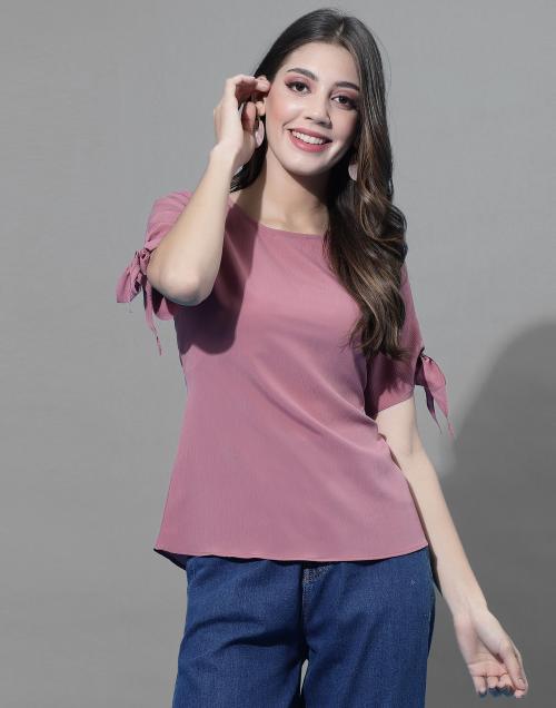 Buy Selvia Women Pink Self Design Cotton Blend Top | tops for women ...
