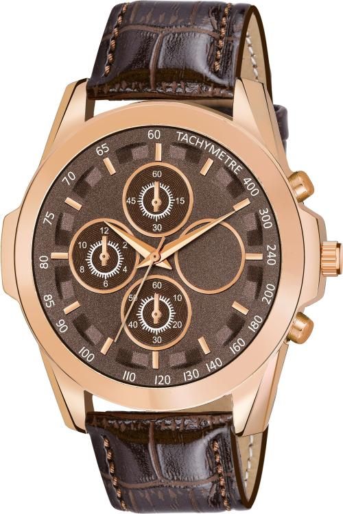 Buy MIVAAN Analog Brown Dial Brown Strap Watch for Men Online at Best ...