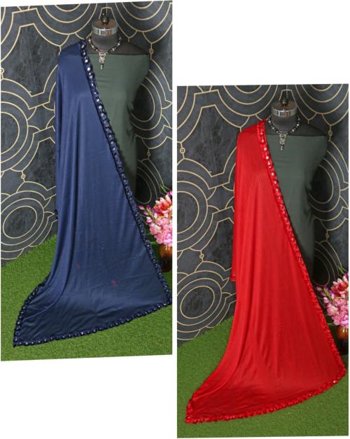 Buy VastraBazaar Lycra blend 4 Side MirrorLace Dupatta||odhani ...