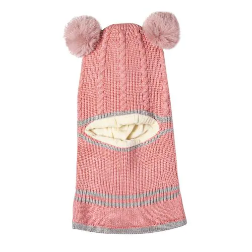 Buy Baby Moo Winter Monkey Cap Woollen Hat Pom Pom Pink Online at Best ...