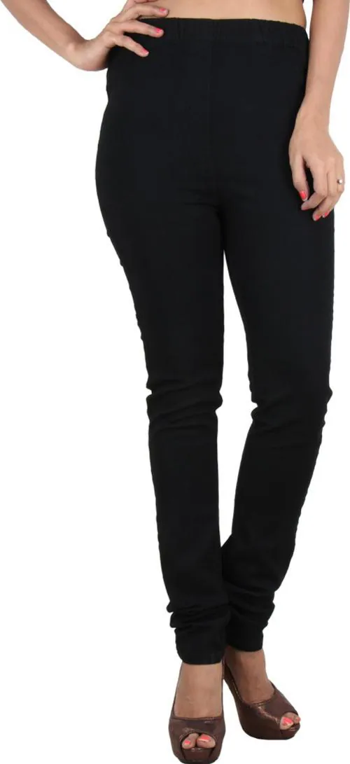 Buy Danbro Women Black Solid Denim Lycra Blend Jegging Online at Best ...