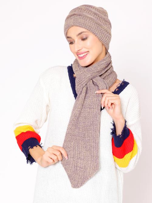 Buy Bharatasya Purple Set of Chunky ponytail beanie and Muffler for Women Online at Best Prices ...