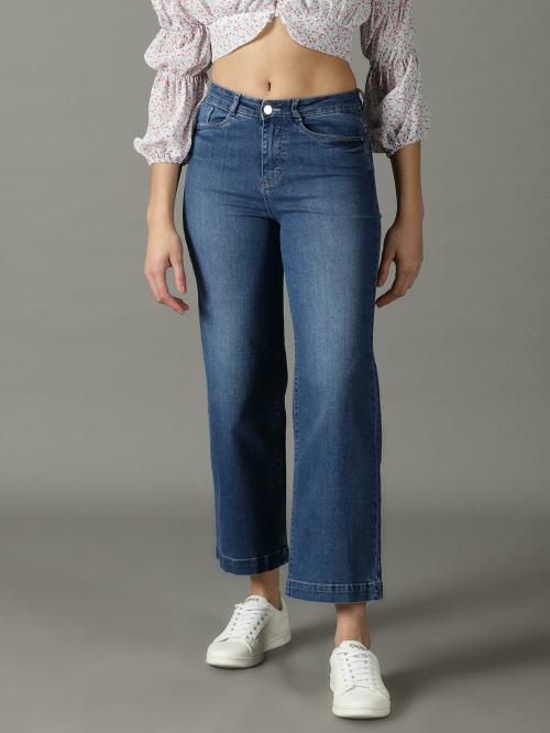 Buy SHOW OFF Women's Blue Solid Denim Jeans Online at Best Prices in ...