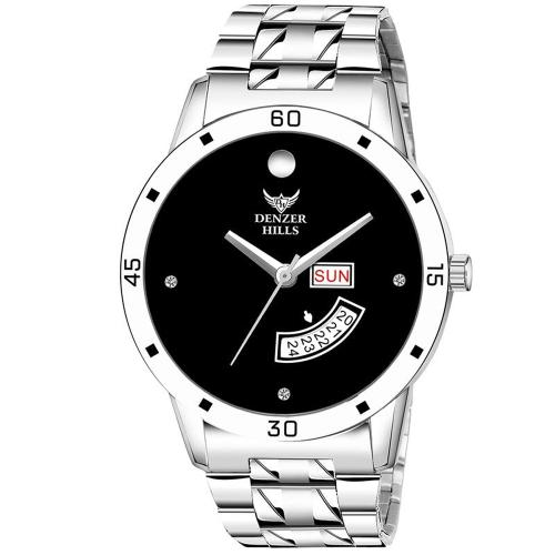 Buy DENZER HILLS Mens Big Face Stainless Steel Analog Quartz Watches ...