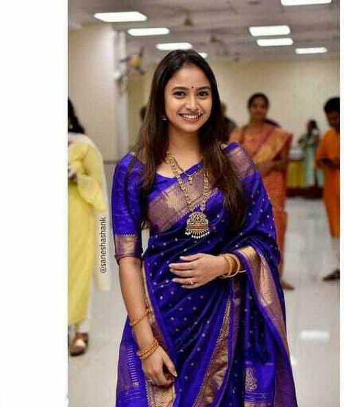 Buy Prajval Women Royal Blue Woven Jacquard and Pure Silk Kanjivaram ...